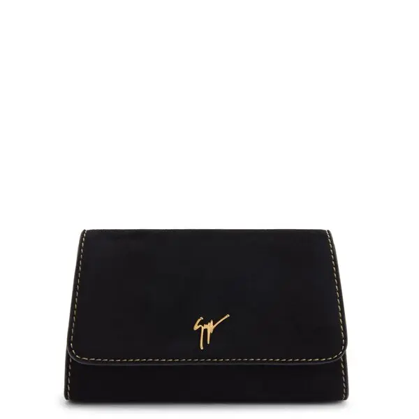 GIUSEPPE ZANOTTI Cleopatra Mini Suede Clutch Bag - Black