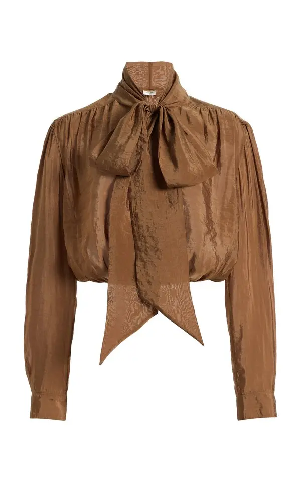 Saint Laurent Lavallière Taffeta Top