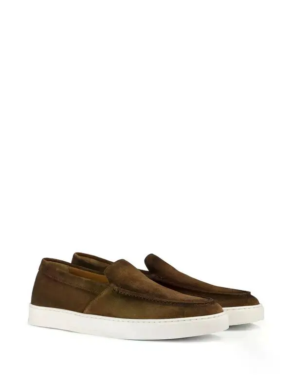DOUCAL'S Calf Suede Slip-on Loafers - Brown