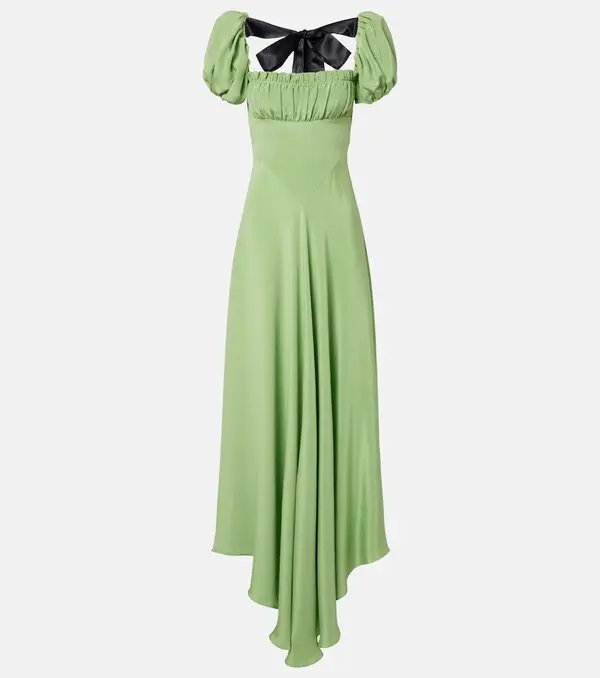 RODARTE Puff-sleeve Silk Maxi Dress With Bow Detail