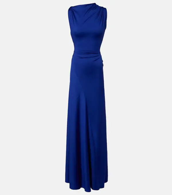 Victoria Beckham Asymmetric Draped Gown - Blue