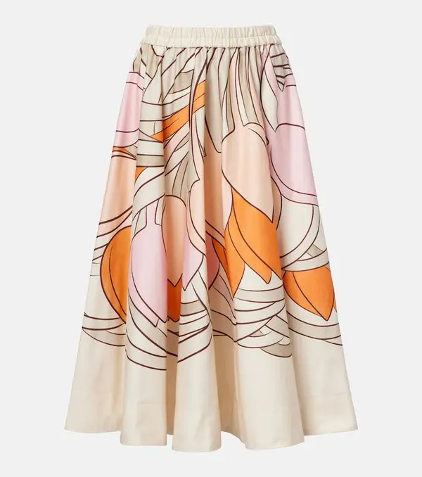 La DoubleJ Ballerina Floral Cotton Midi Skirt - Multicoloured