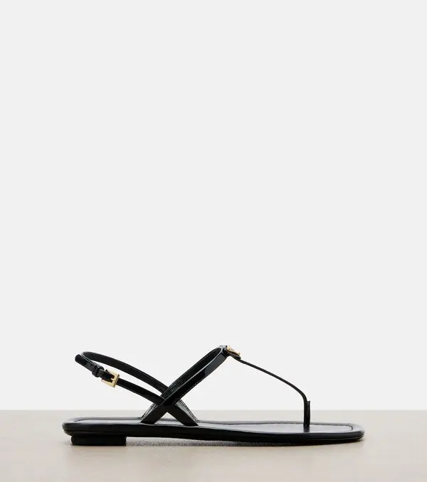 Prada Patent Leather Thong Sandals - Black