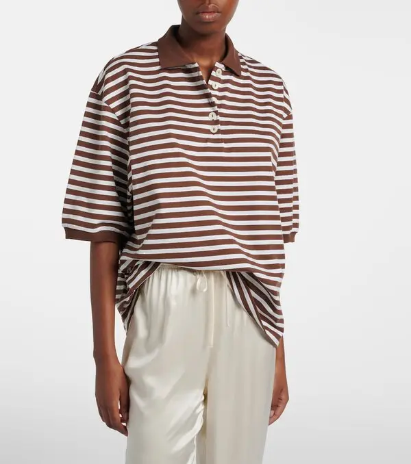 RÓHE Striped Oversized Cotton Polo Shirt