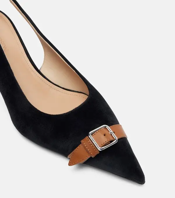 JW Anderson Leather-trimmed Velvet Slingback Pumps