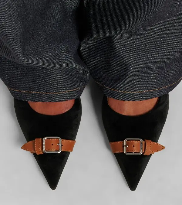 JW Anderson Leather-trimmed Velvet Slingback Pumps