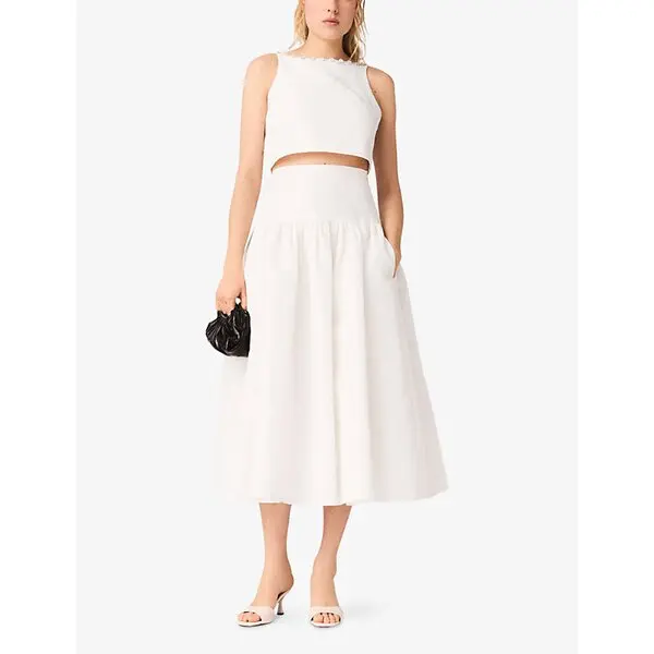 Maje Sleeveless Jewelled Taffeta Cropped Top