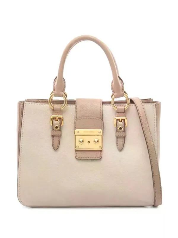 Miu Miu Madras Leather Tote Bag
