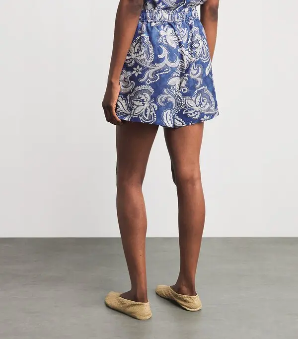 Sandro Satin Paisley Shorts - Blue