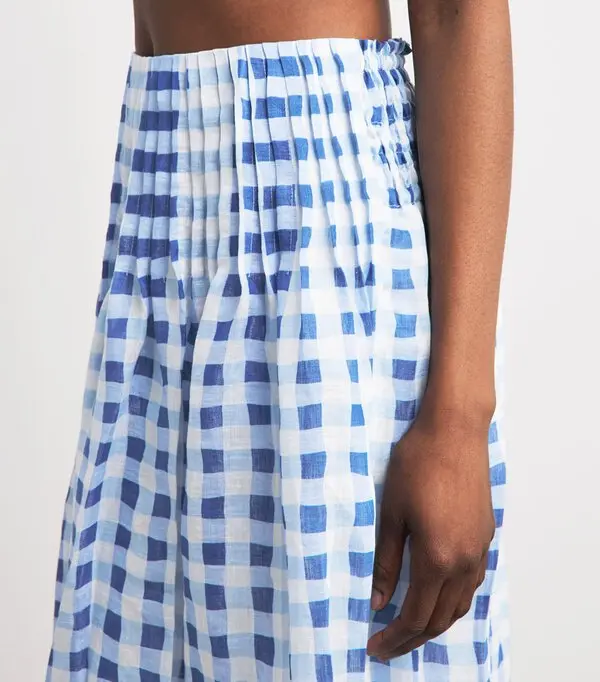 Sandro Linen-blend Gingham Maxi Skirt