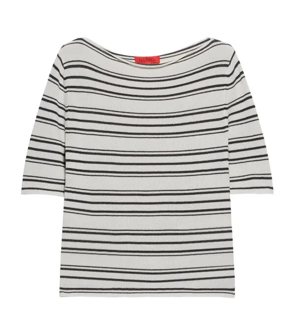 Max & Co. Striped Boat Neck Cropped Top