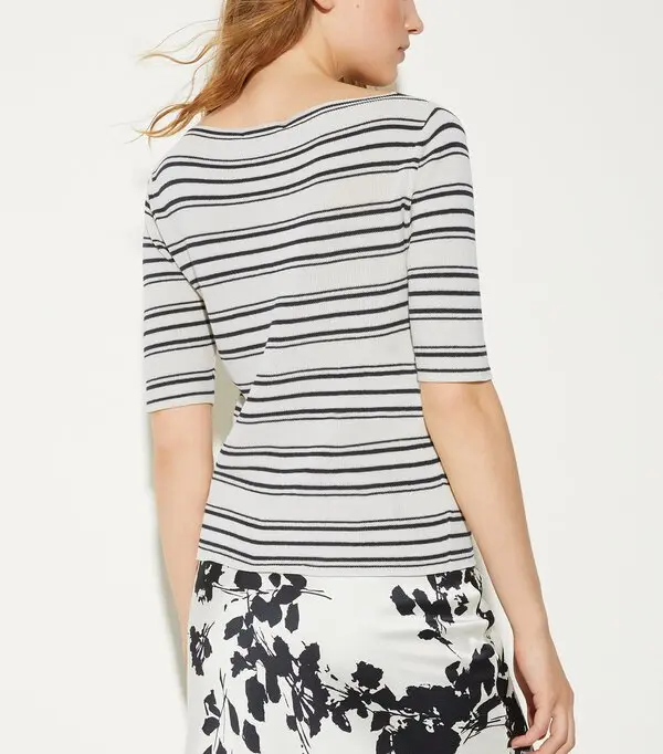Max & Co. Striped Boat Neck Cropped Top