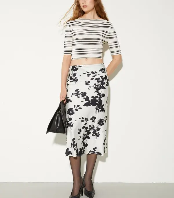 Max & Co. Striped Boat Neck Cropped Top