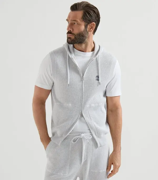 Brunello Cucinelli Rib-knit Sleeveless Hoodie