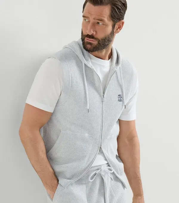 Brunello Cucinelli Rib-knit Sleeveless Hoodie