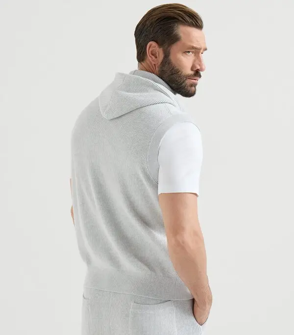 Brunello Cucinelli Rib-knit Sleeveless Hoodie