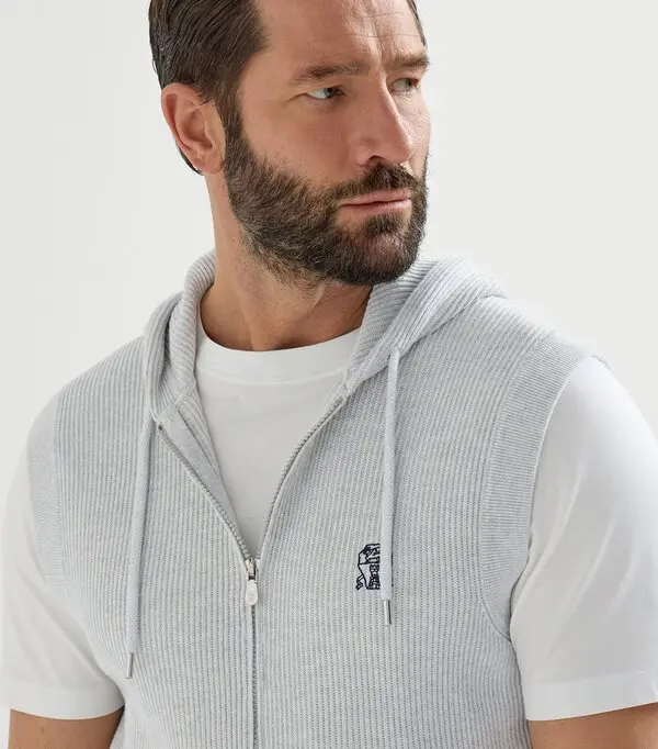 Brunello Cucinelli Rib-knit Sleeveless Hoodie
