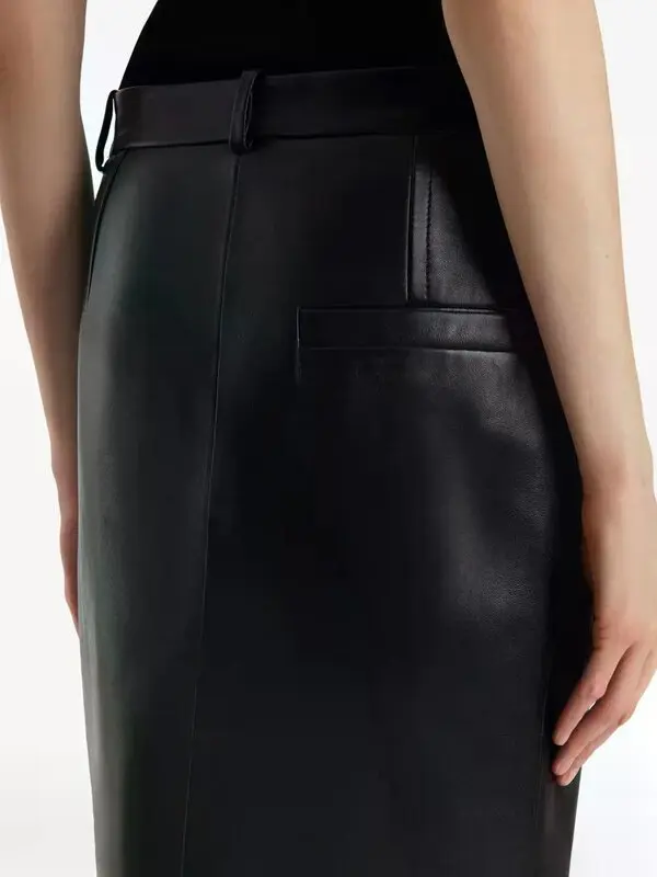 Khaite Nappa Lambskin Tapered Skirt With Front Slit - Black