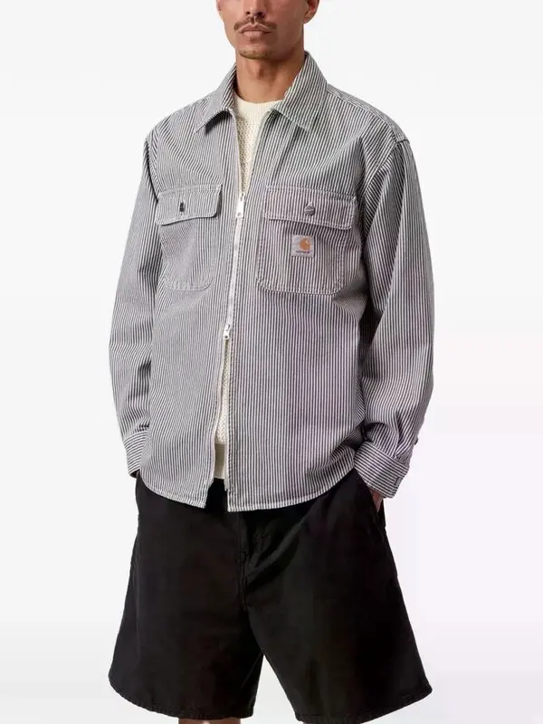 Carhartt Work In Progress Mercer Striped Flap-pocket Overshirt - Black