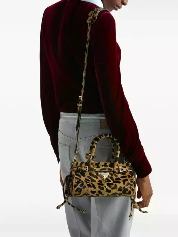 Prada Bonnie Mini Printed Leather Handbag - Neutrals