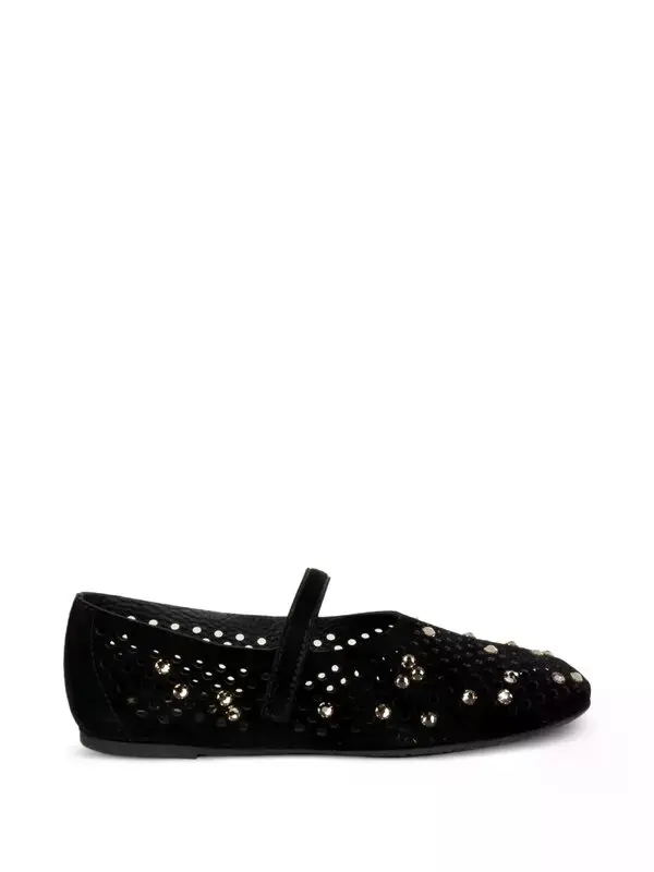 PEDRO GARCIA Embellished Perforated Flats - Black