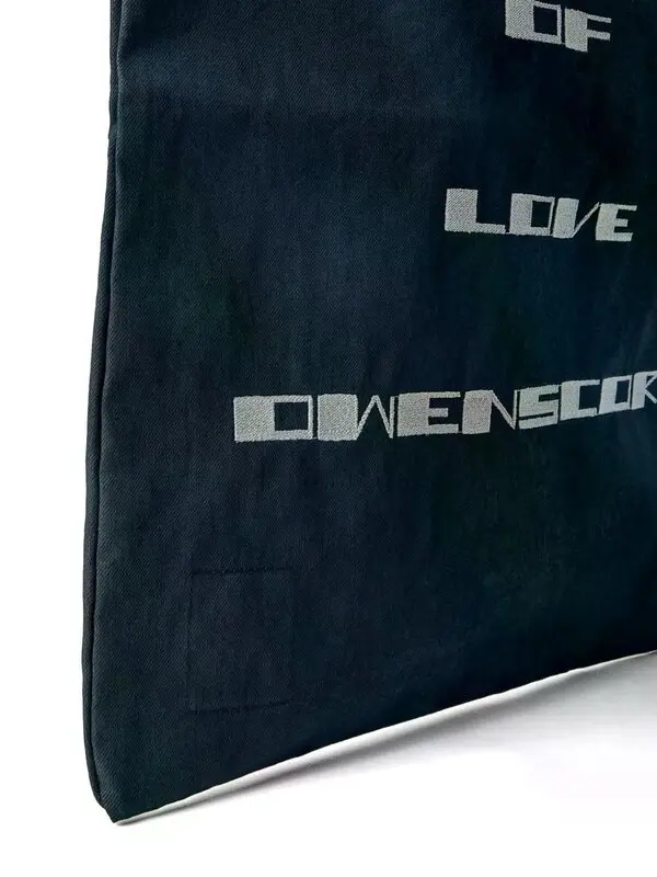 Rick Owens Rectangular Tote Bag With Text Print - Black