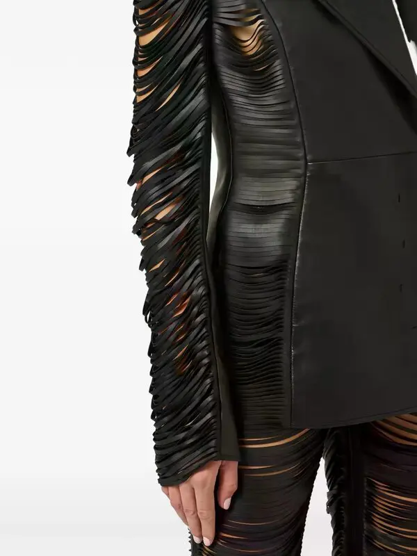 Elisabetta Franchi Double-breasted Fringed Leather Jacket