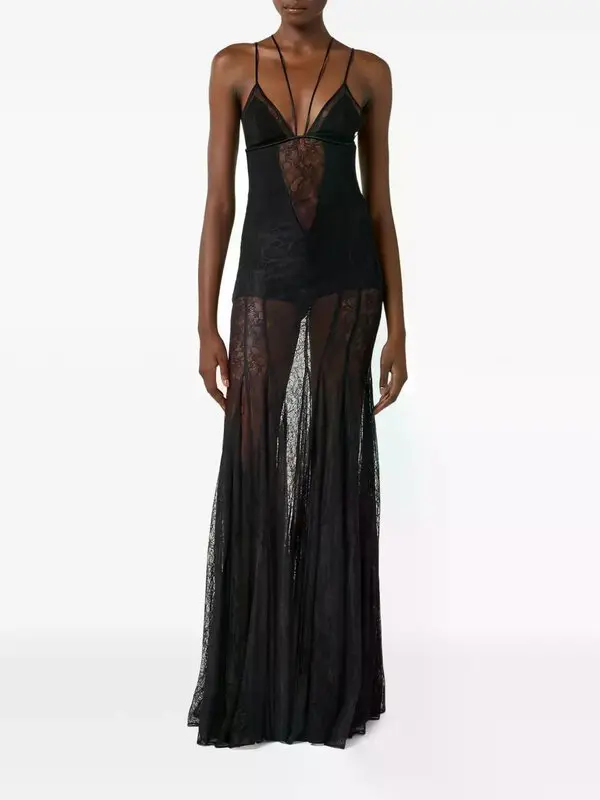 Elisabetta Franchi Floral Lace Maxi Dress