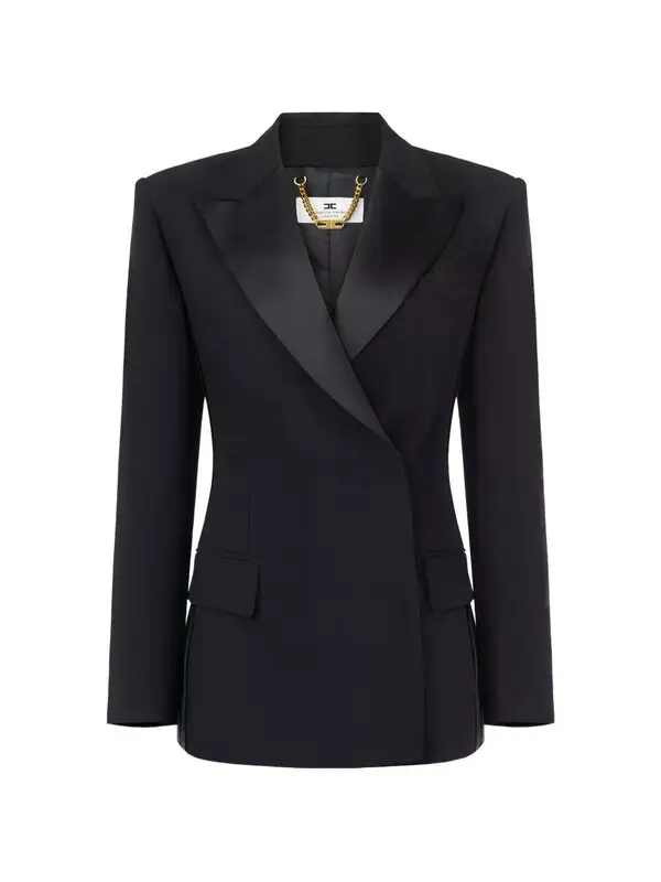 Elisabetta Franchi Satin-lapels Double-breasted Blazer - Black