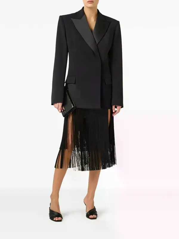 Elisabetta Franchi Satin-lapels Double-breasted Blazer - Black
