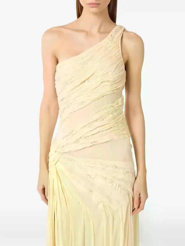 Elisabetta Franchi One-shoulder Beaded Maxi Dress