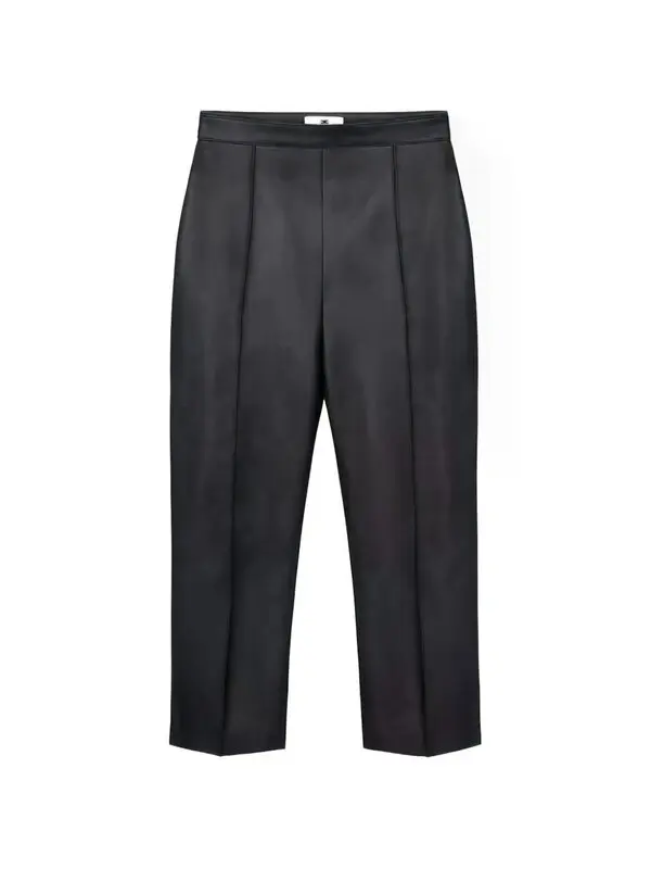 Elisabetta Franchi Leather Trousers With Side Slits - Black