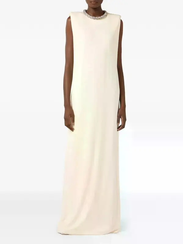 Elisabetta Franchi Jewelled Sleeveless Maxi Dress - Neutrals