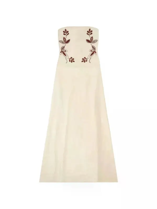 FORTELA Floral-embroidered Dress - Neutrals