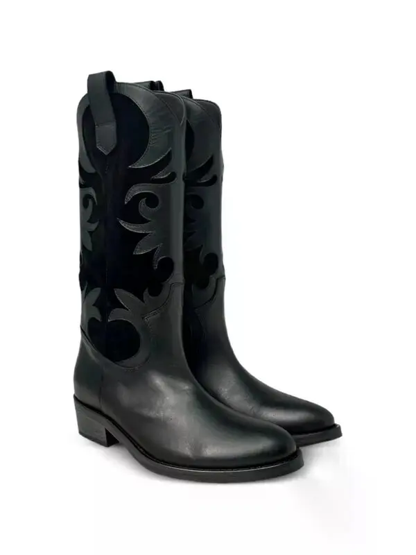 VIA ROMA 15 Suede Appliqué Boots - Black