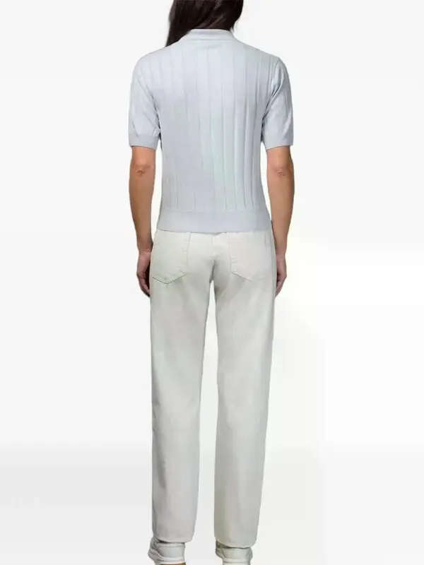 MOORER Ribbed Knit Polo Shirt