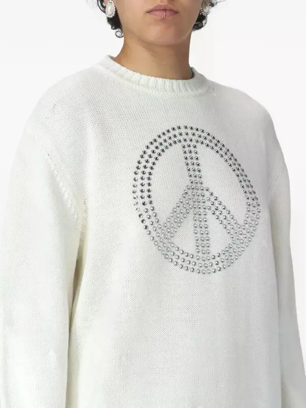 Moschino Embellished Peace Sign Knit Dress