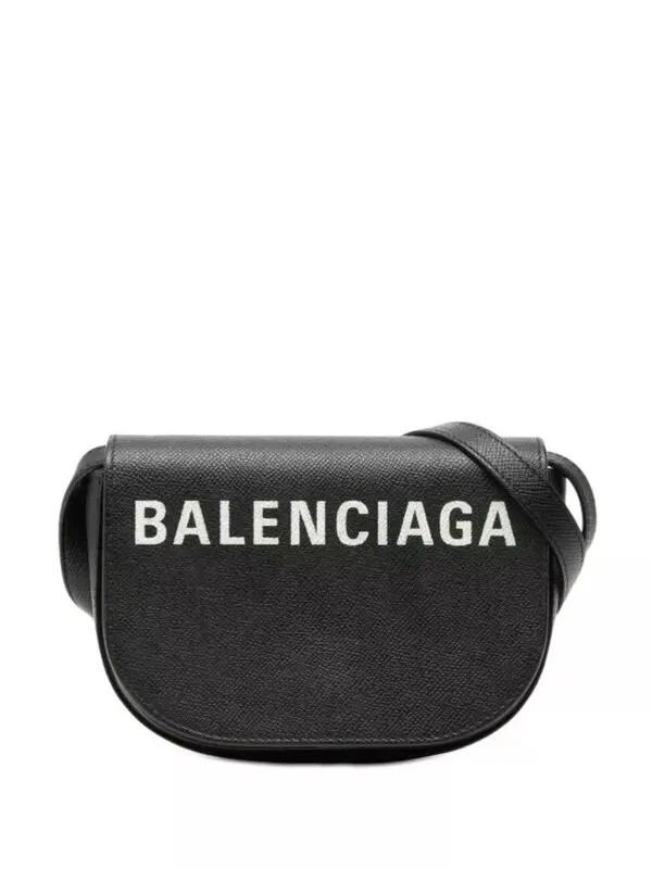 Balenciaga Grained Calfskin Logo Ville Day Xs Crossbody Bag - Black
