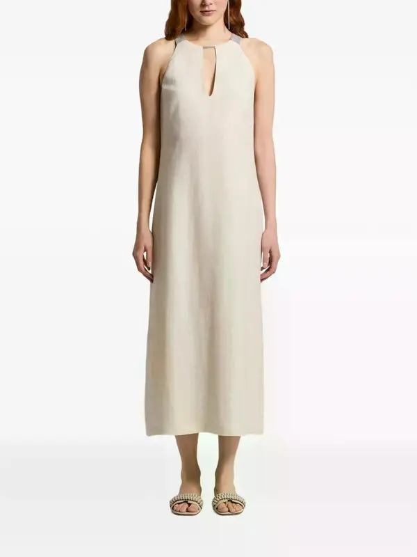 Peserico Halterneck Keyhole Midi Dress - Neutrals
