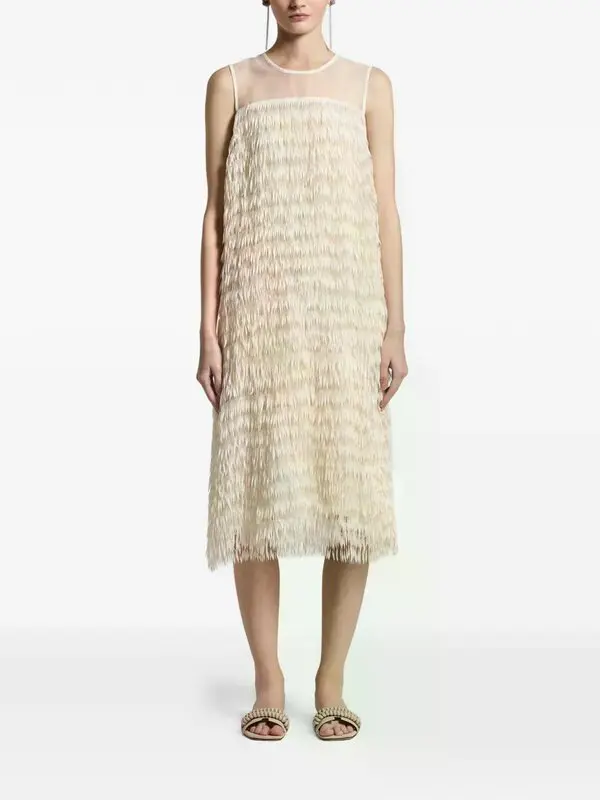 Peserico Fringed Midi Dress - Neutrals