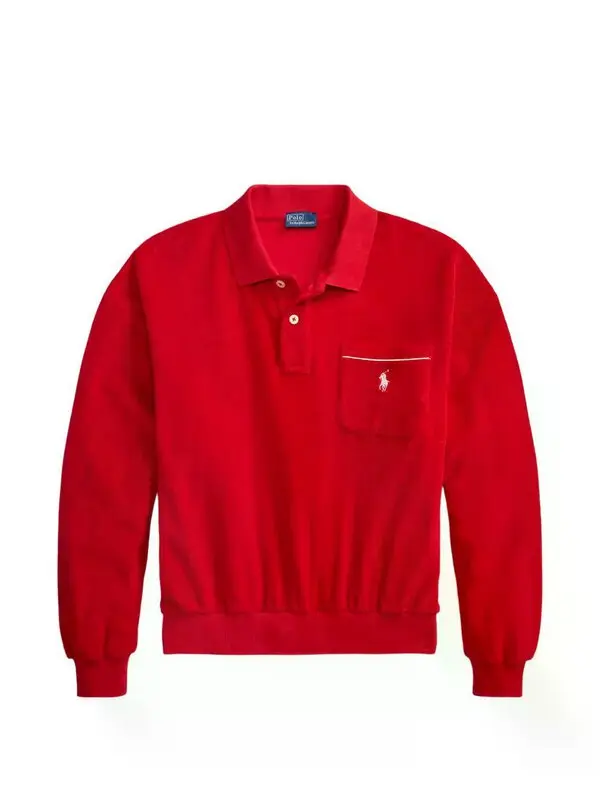 Polo Ralph Lauren Terry Cloth Long Sleeve Polo - Red