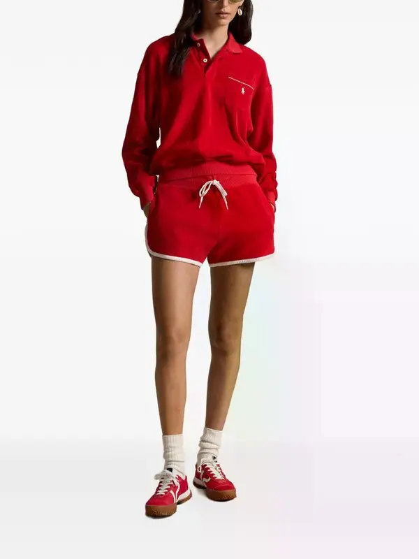 Polo Ralph Lauren Terry Cloth Long Sleeve Polo - Red