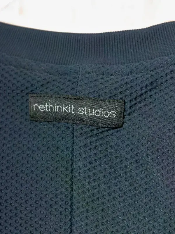 RETHINKIT STUDIOS Navy Mesh Tank Top With Split Back Detail
