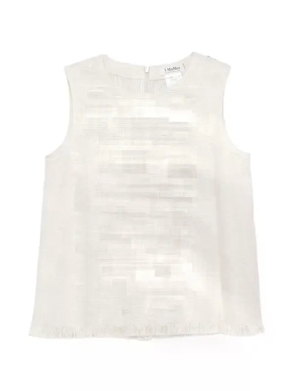 Max Mara Anika Fringed Round Neck Sleeveless Top - Neutrals