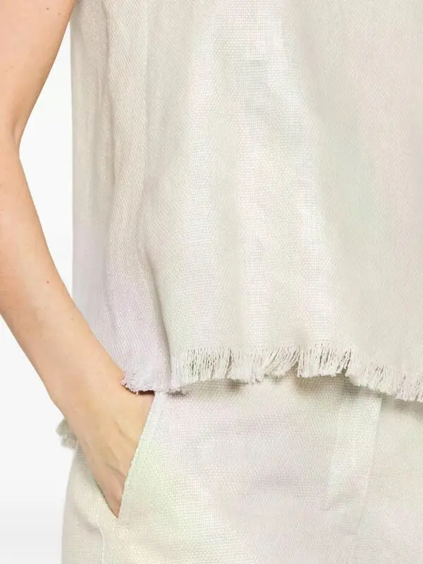 Max Mara Anika Fringed Round Neck Sleeveless Top - Neutrals