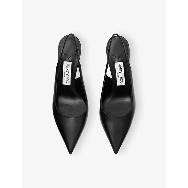 JIMMY CHOO Love Slingback 85 Leather Heels - Black