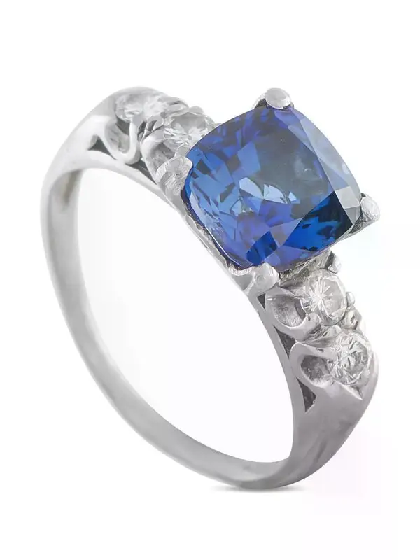LB EXCLUSIVE Platinum Diamond And Sapphire Ring - Silver