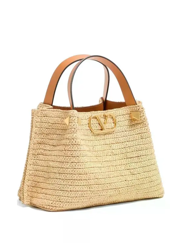 Valentino Garavani Raffia Tote Bag With Vlogo Signature