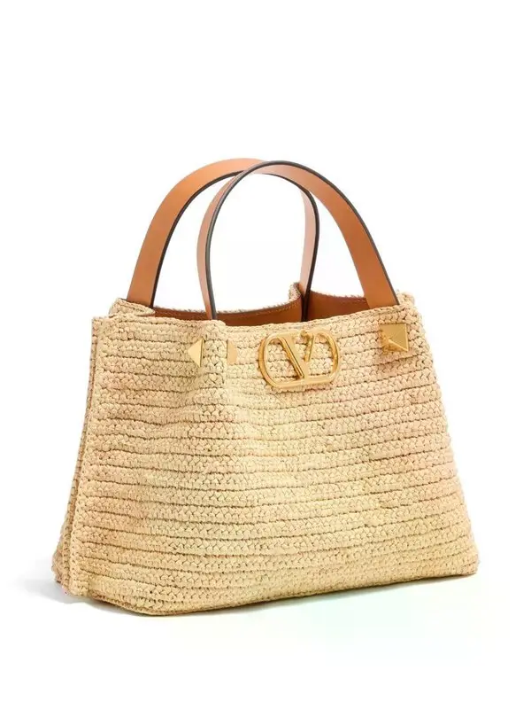 Valentino Garavani Raffia Tote Bag With Vlogo Signature
