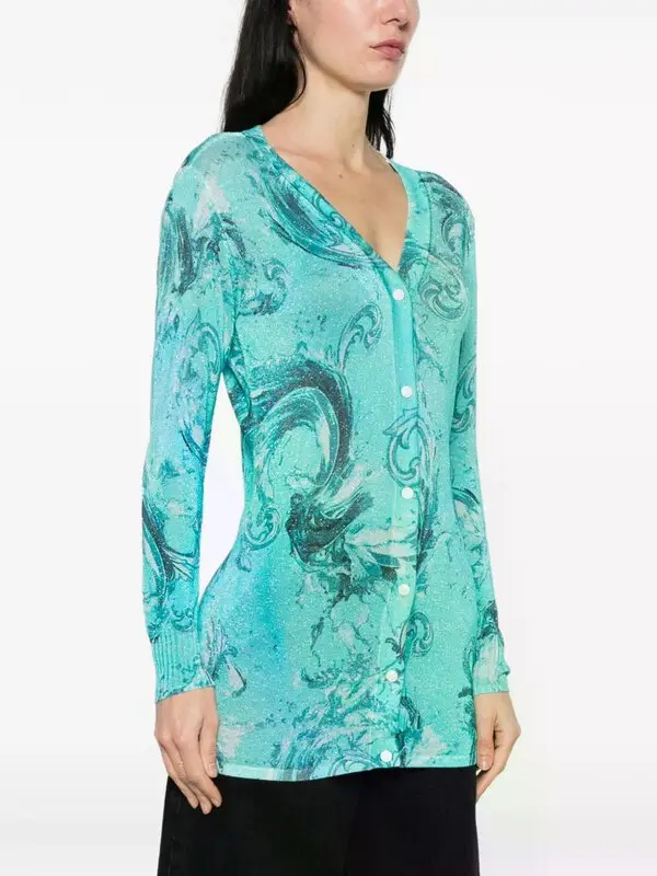 Versace Printed V-neck Cardigan